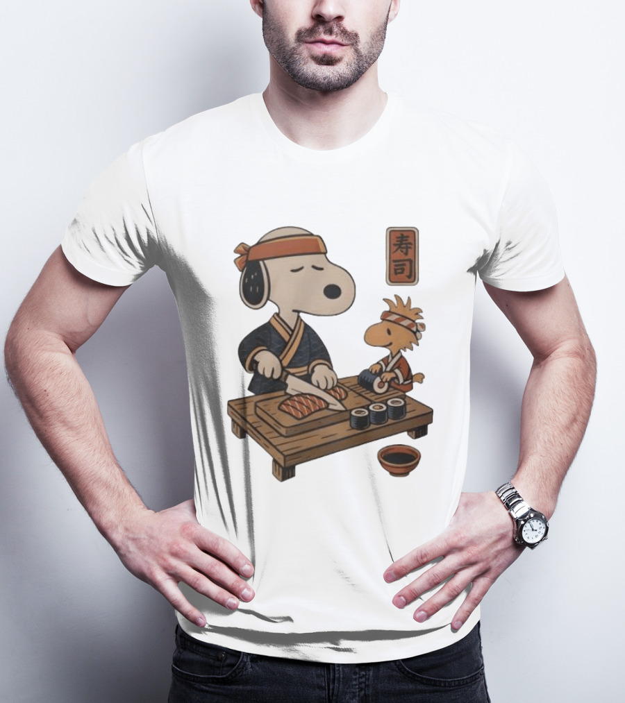 Snoopy Woodstock Sushi Chef Japan Food Sushi T-Shirt