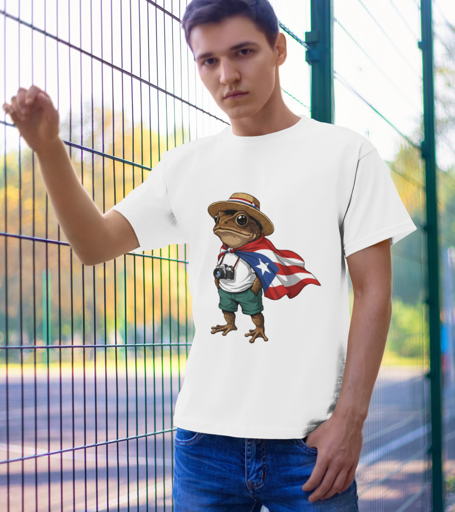 Coqui Frog With Puerto Rico Flag In Puerto Rican Taino T-Shirt