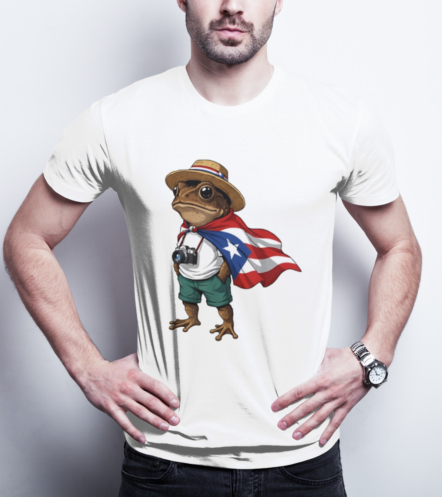 Coqui Frog With Puerto Rico Flag In Puerto Rican Taino T-Shirt