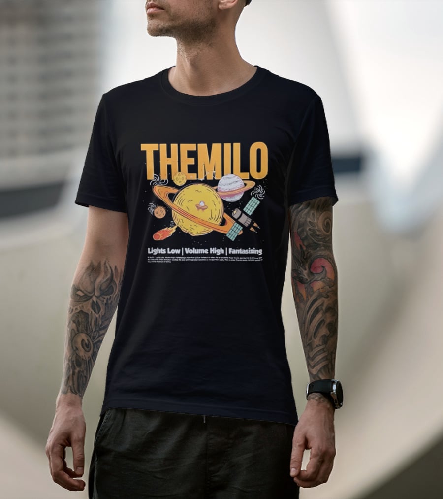 The Milo Space Planets Lights Low Volume High Fantasizing T-Shirt