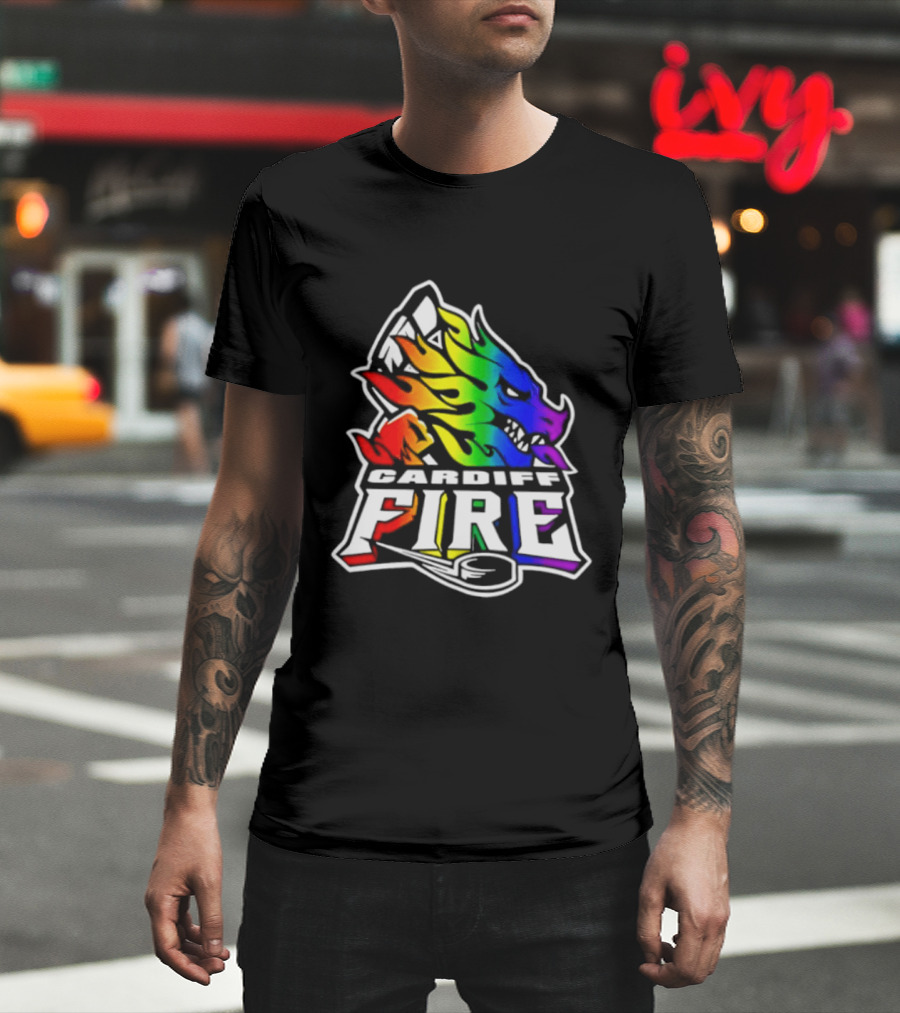 Cardiff Fire Pride Rainbow Hockey T-Shirt