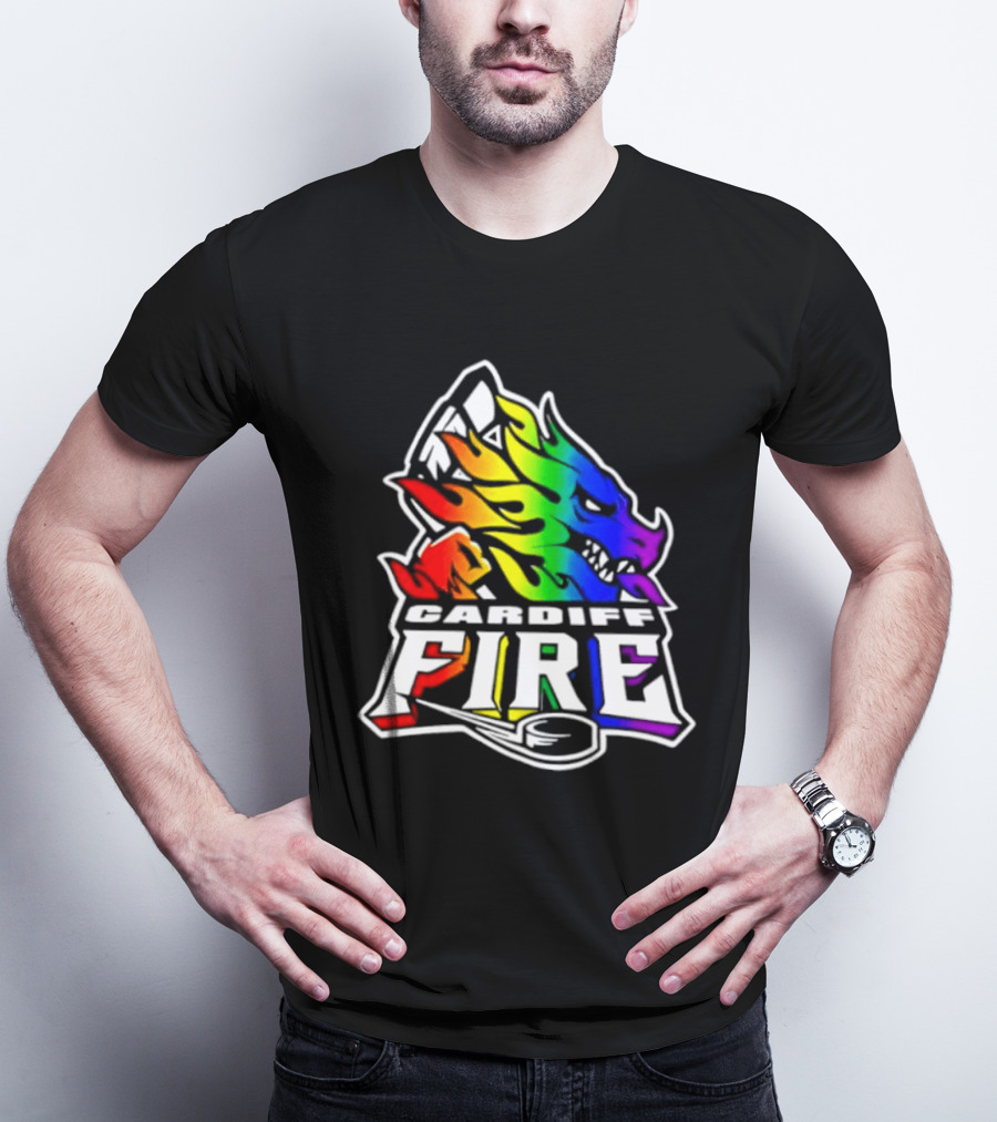 Cardiff Fire Pride Rainbow Hockey T-Shirt