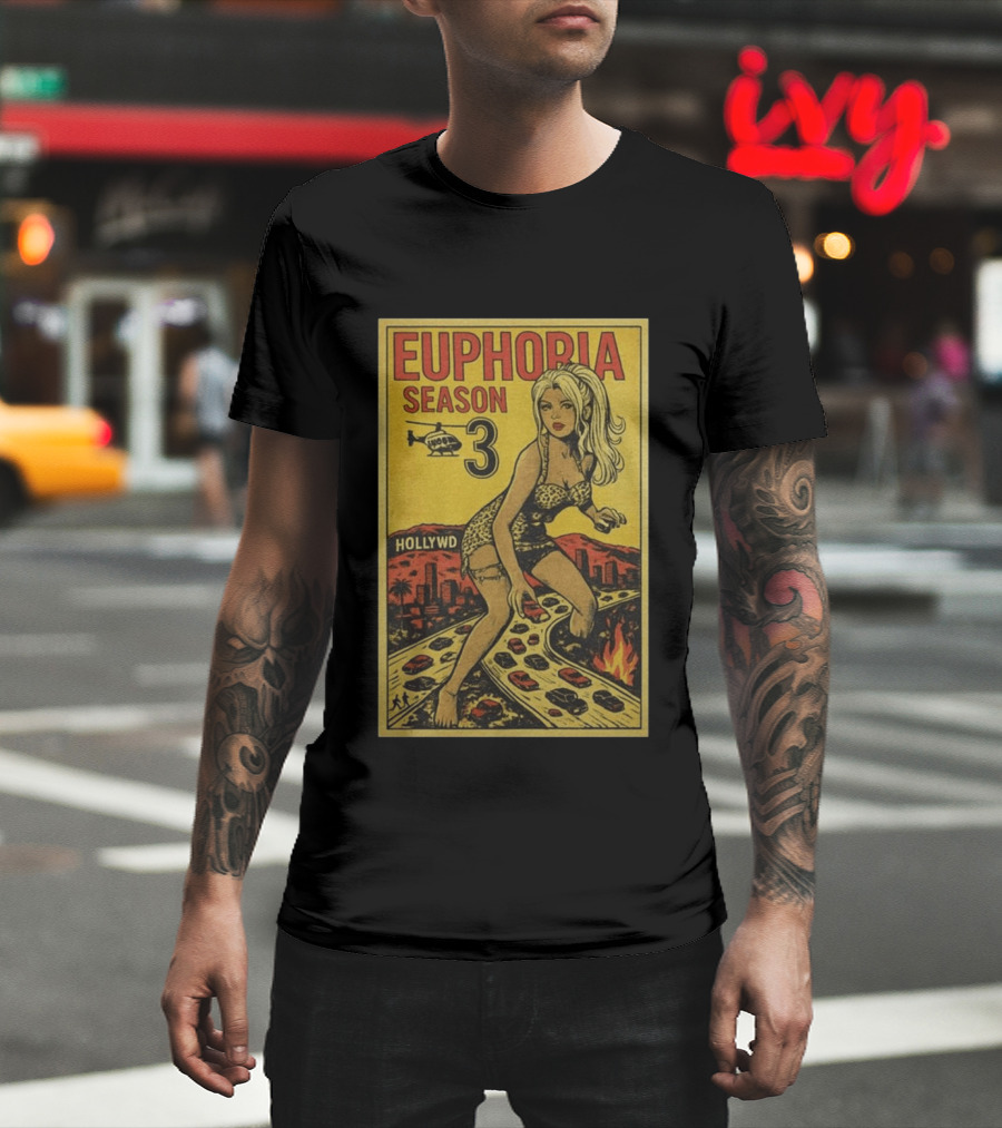Euphoria Season 3 Hollywood Giant Woman Retro Comic T-Shirt