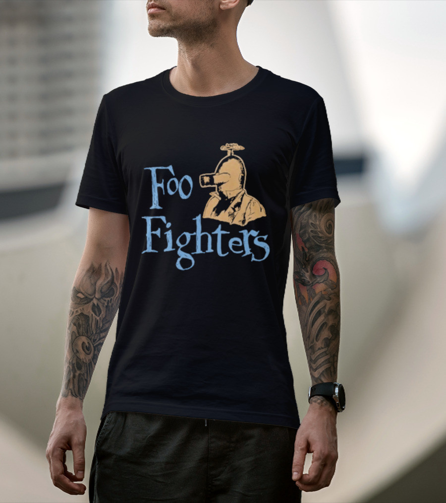 Foo Fighters Retro Pilot Helmet Sketch T-Shirt