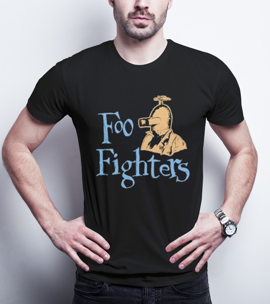 Foo Fighters Retro Pilot Helmet Sketch T-Shirt