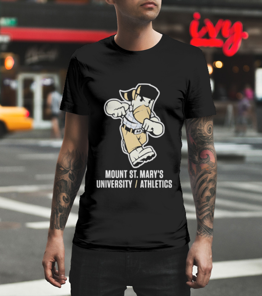 Mount St. Mary's University Athletics Sports Mascot Fight Pose T-Shirt
