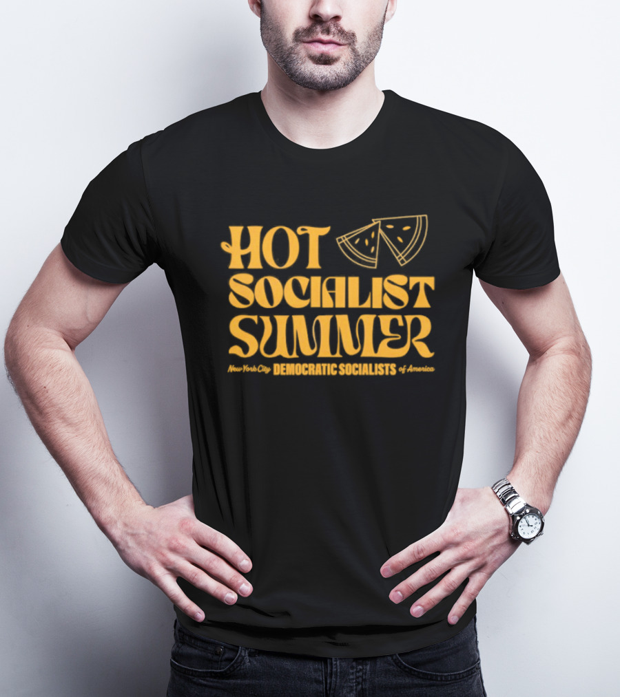 Hot Socialist Summer New York City Democrat Socialists Of America Pizza T-Shirt