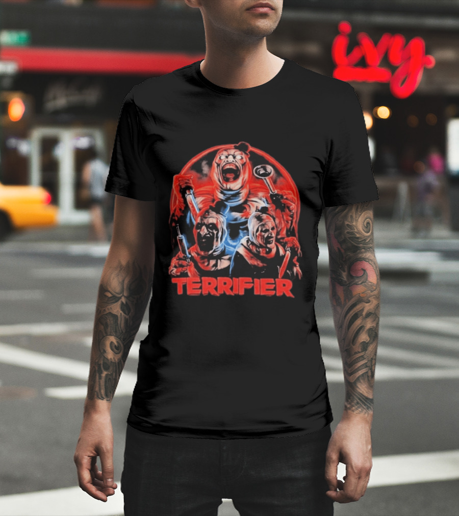 Terrifier Horror Movie Villains Red And Blue T-Shirt