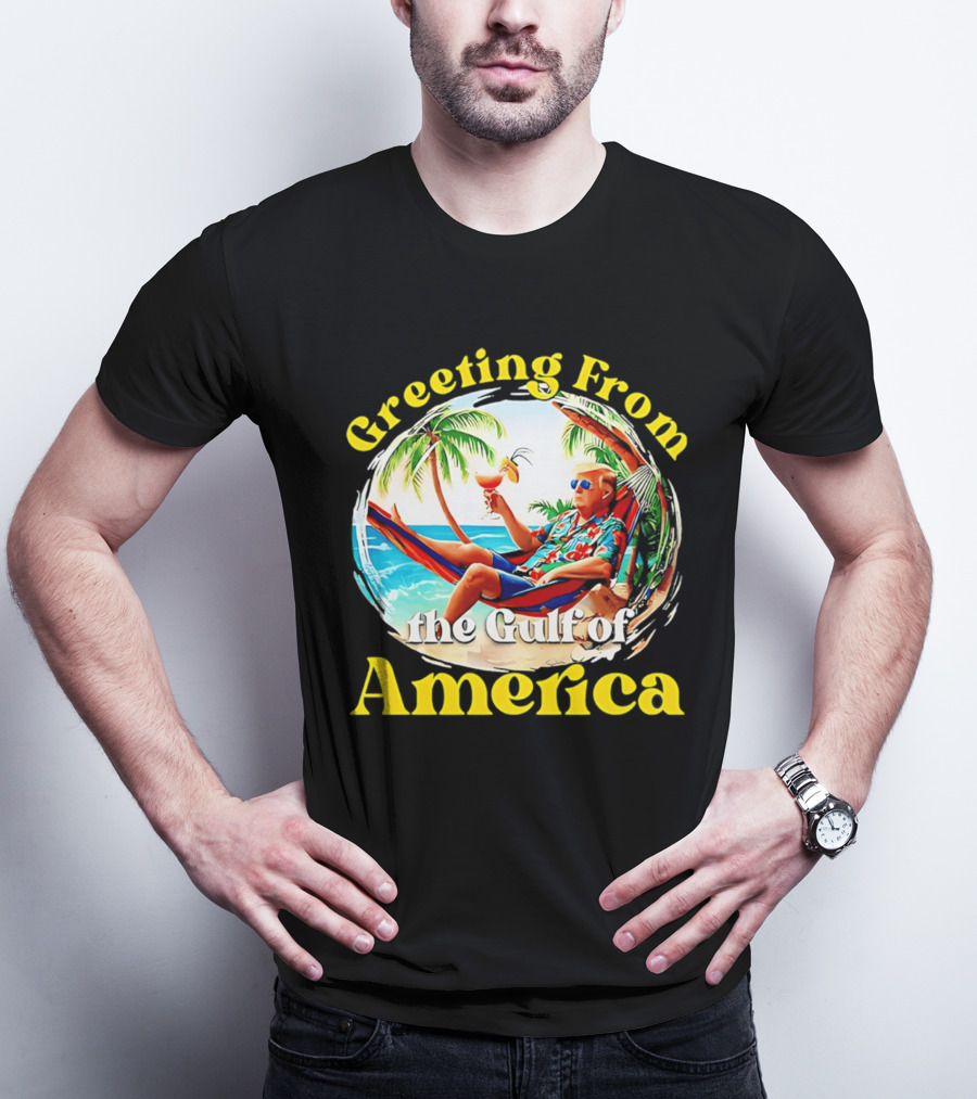 Greeting From The Gulf Of America Tropical Beach Scene T-Shirt