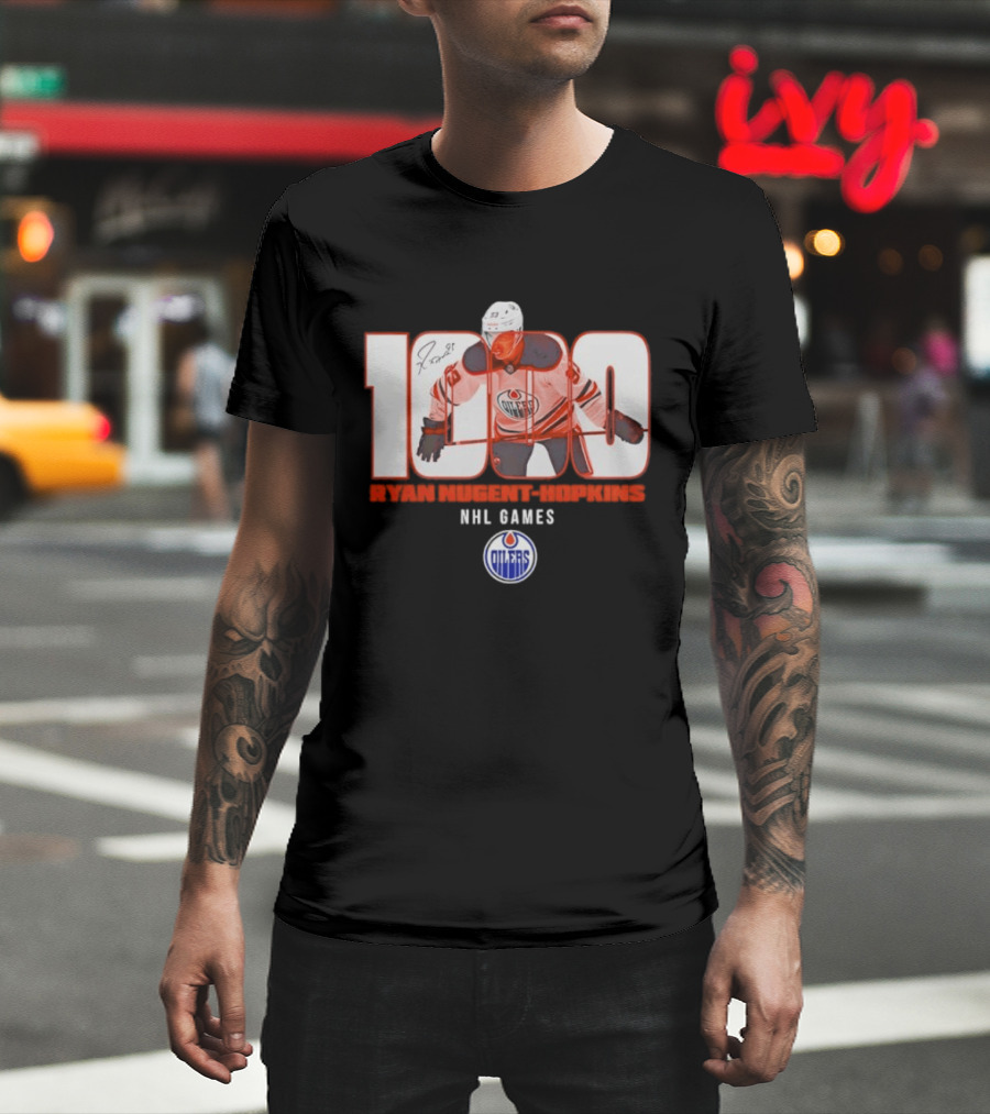 Ryan Nugent Hopkins 1000 NHL Games Edmonton Oilers T-Shirt