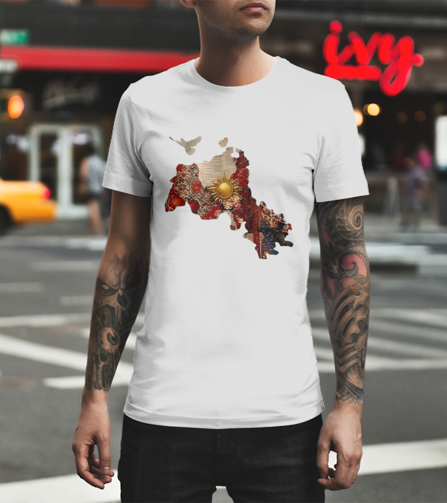 Map Of Kurdistan With Sun And Peace Dove T-Shirt