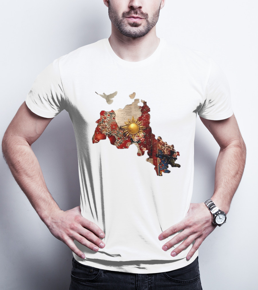 Map Of Kurdistan With Sun And Peace Dove T-Shirt