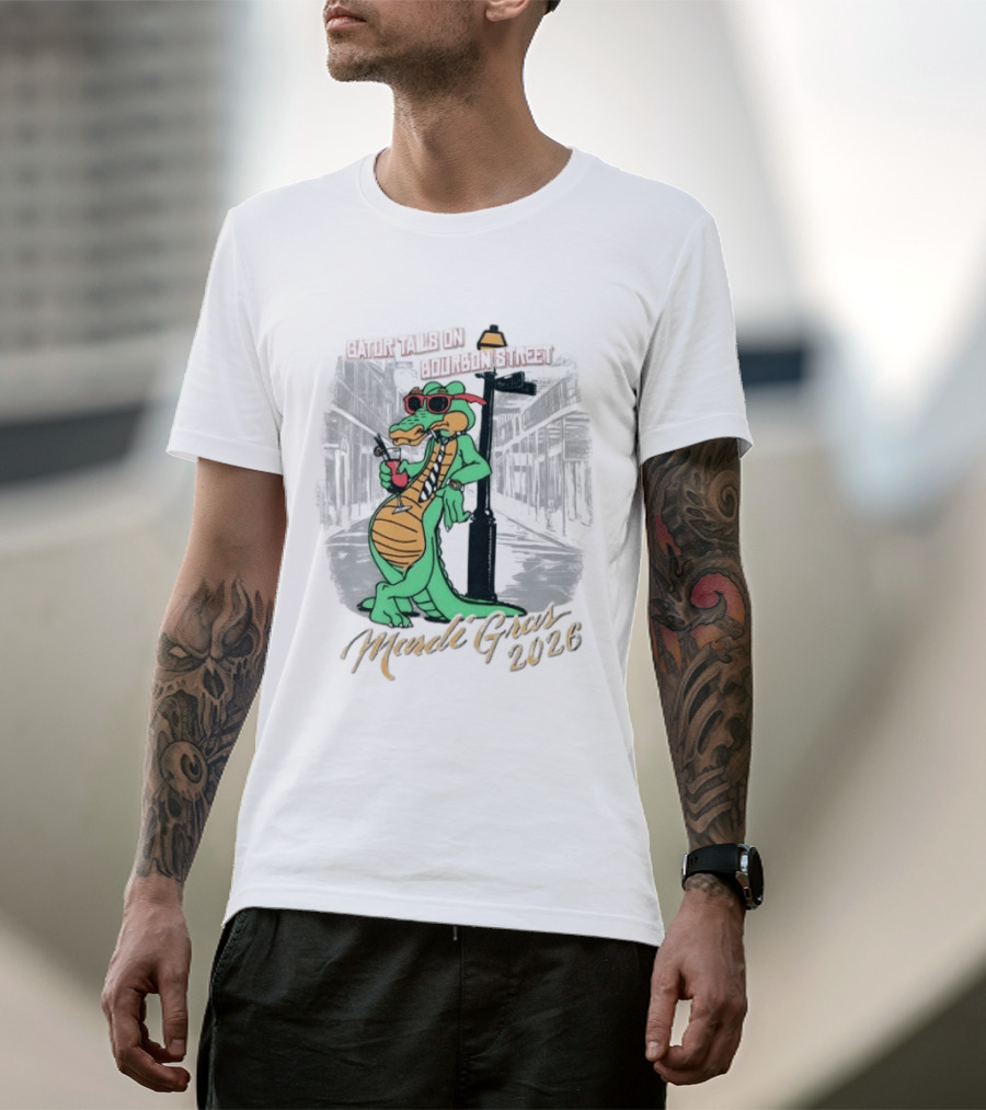 Gator Tails On Bourbon Street Mardi Gras 2026 T-Shirt