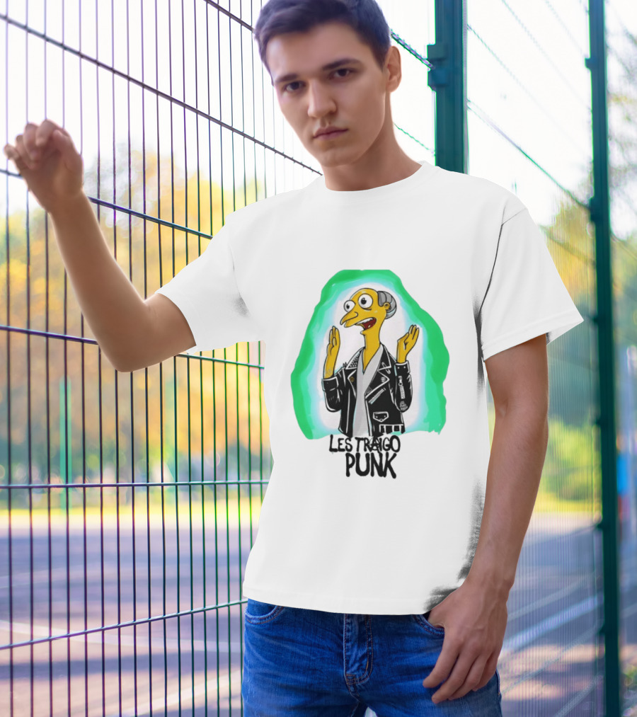 Mr Burns Les Traigo Punk Leather Jacket Green Aura T-Shirt