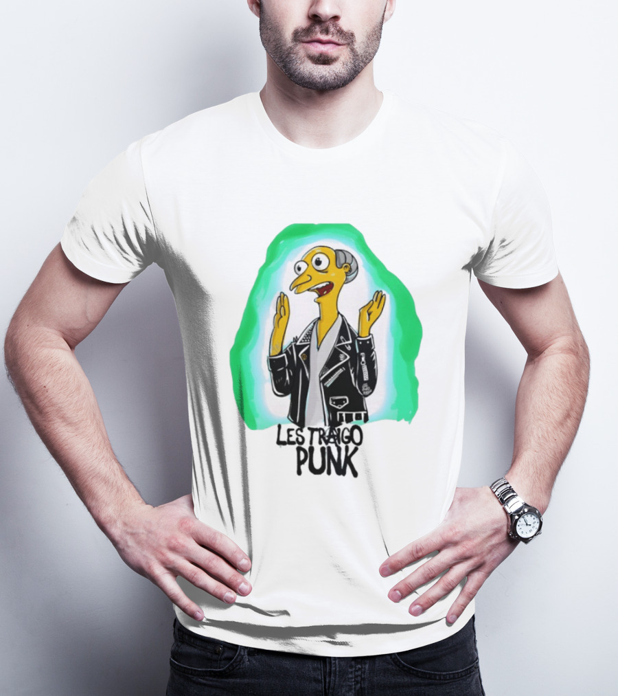 Mr Burns Les Traigo Punk Leather Jacket Green Aura T-Shirt