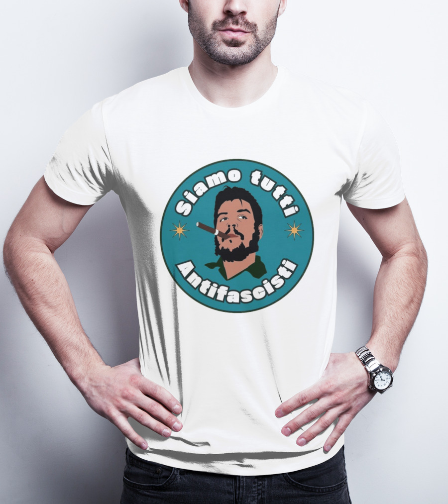 Siamo Tutti Antifascisti Portrait With Cigar And Stars T-Shirt