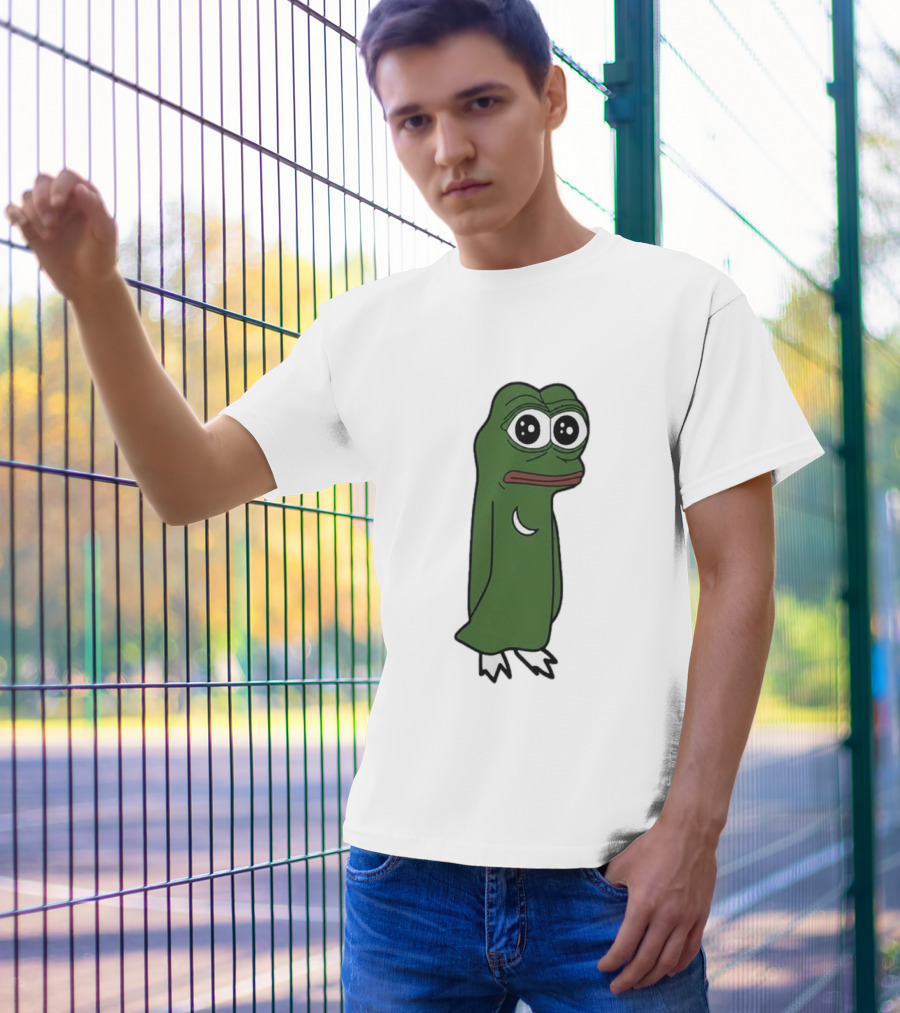 Smolting Pepe Meme Character Crescent Moon Reflection T-Shirt