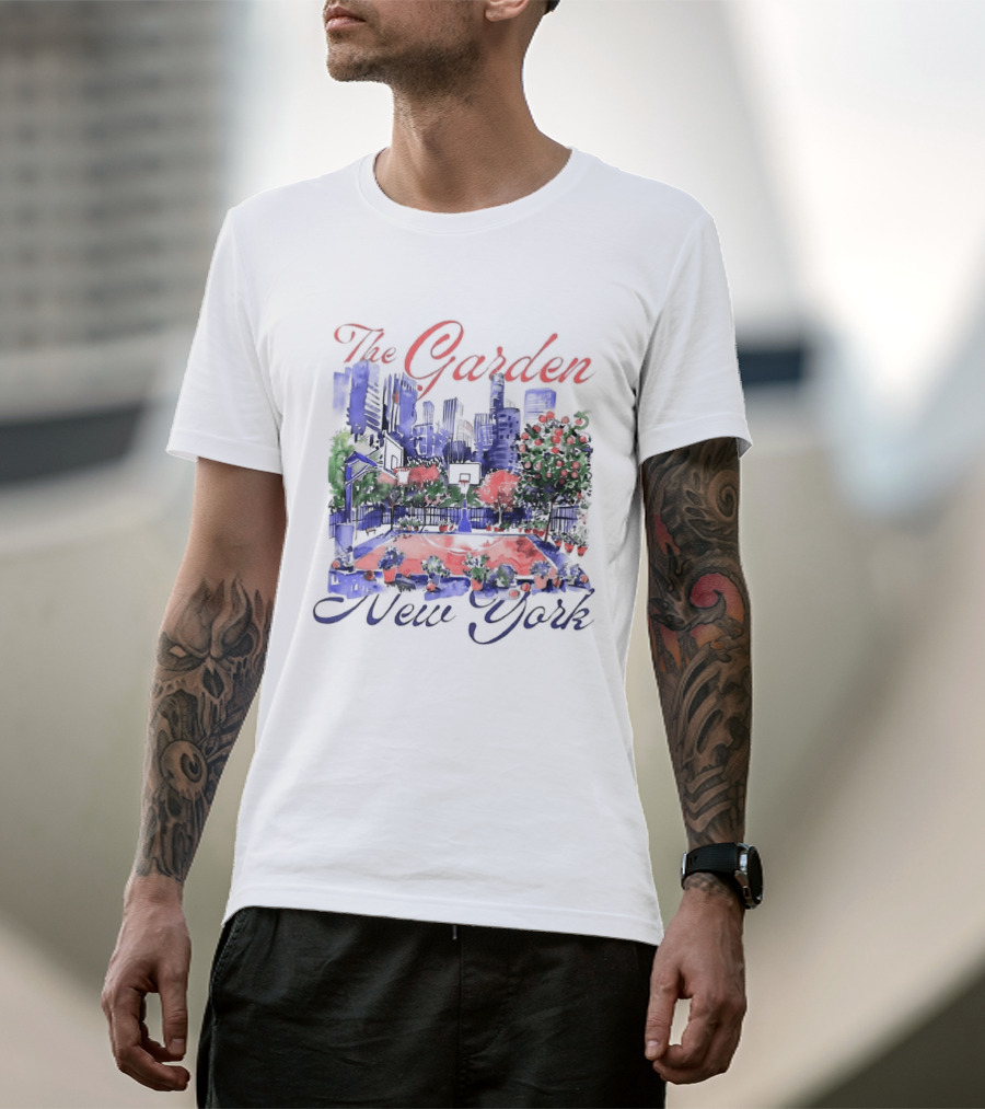 The Garden New York Basketball Court Cityscape T-Shirt