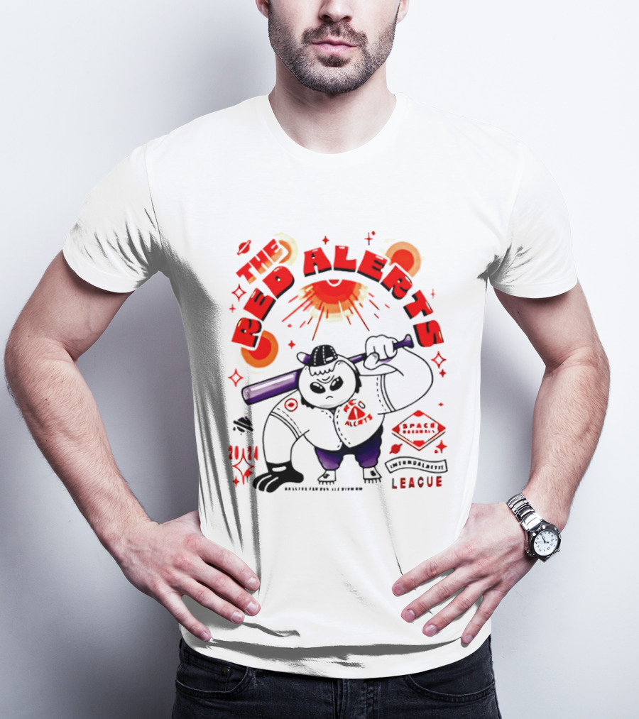 The Red Alerts Baseball League Cartoon Mascot 2024 Space Cowboy T-Shirt