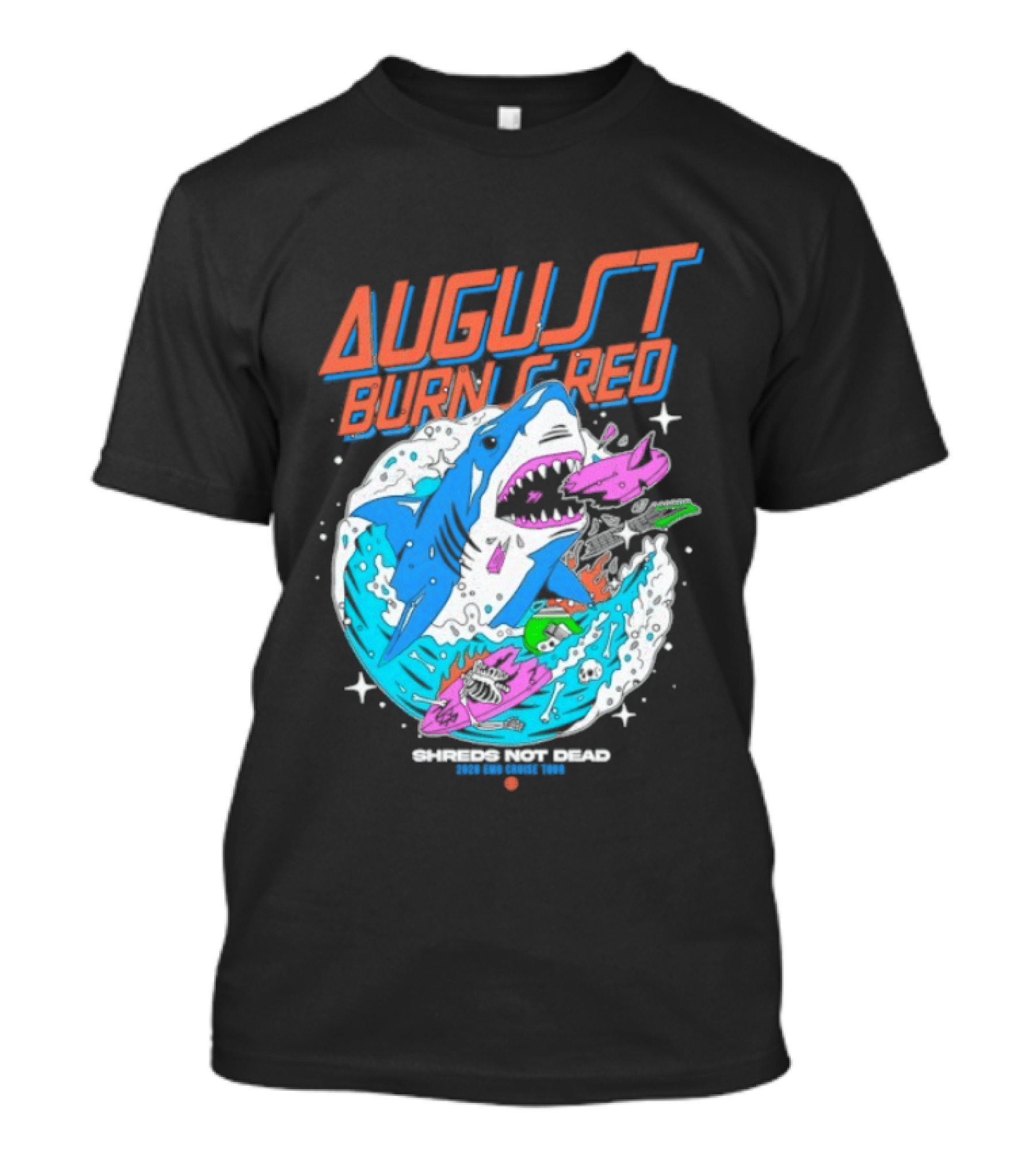 August Burns Red Shreds Not Dead Emo Cruise Tour 2026 Shark Explosion T-Shirt