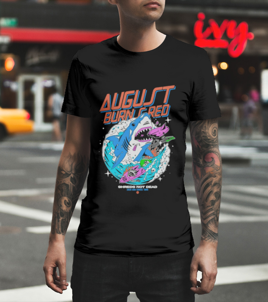 August Burns Red Shreds Not Dead Emo Cruise Tour 2026 Shark Explosion T-Shirt