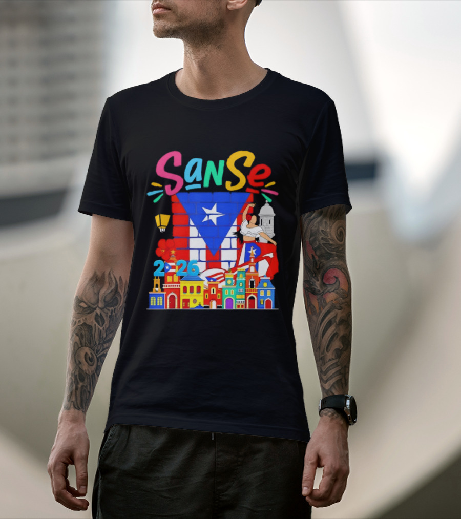 Sanse Festival 2026 Puerto Rican Culture Celebration San Sebastian Balcones De Cora T-Shirt