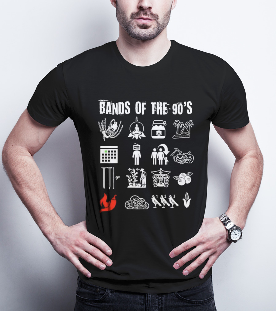 Bands Of The 90's Symbolic Icons Tribute Collection 2026 T-Shirt