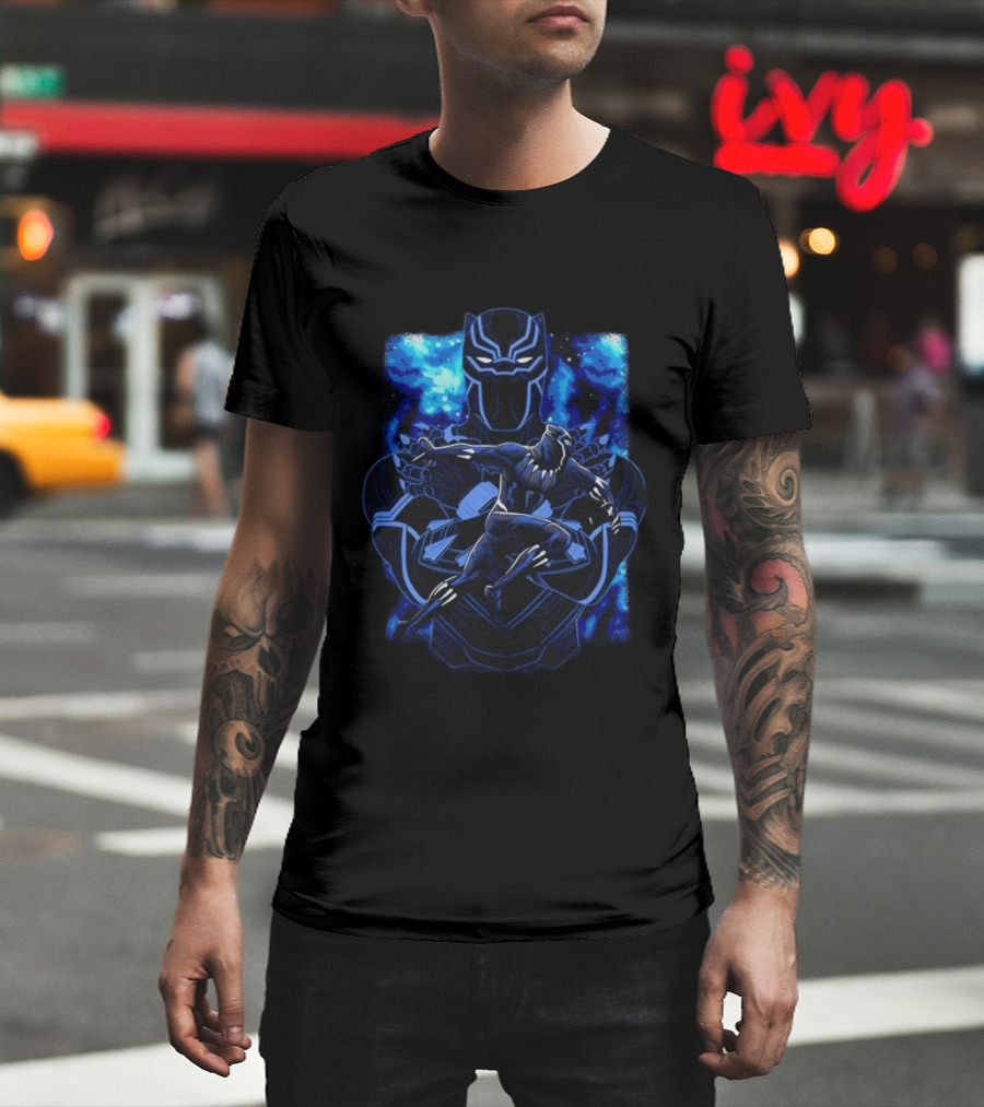 Black Panther Superhero King Panther Shadow Vibrant Cosmic T-Shirt
