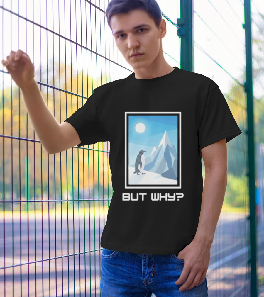 But Why Penguin Northward Bound Minimalist Arctic Framed T-Shirt