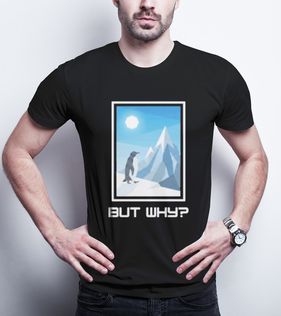 But Why Penguin Northward Bound Minimalist Arctic Framed T-Shirt