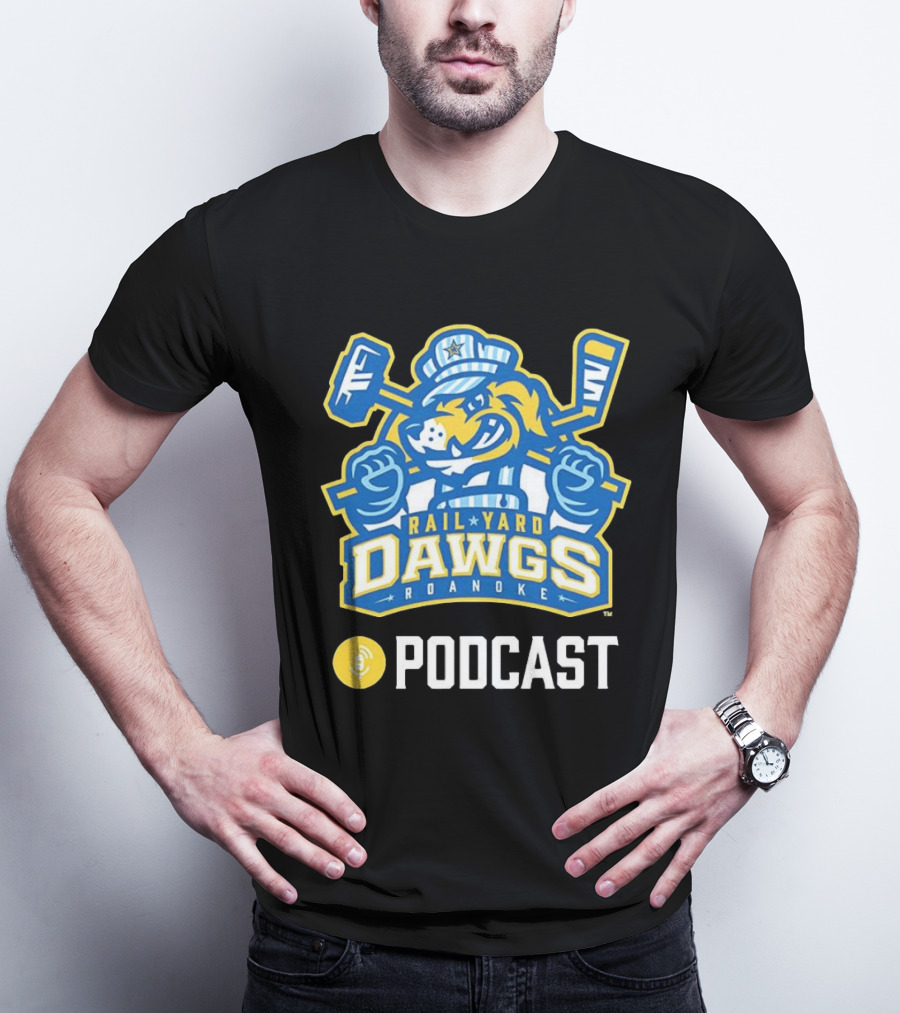 Roanoke Rail Yard Dawgs Ice Hockey Podcast T-Shirt