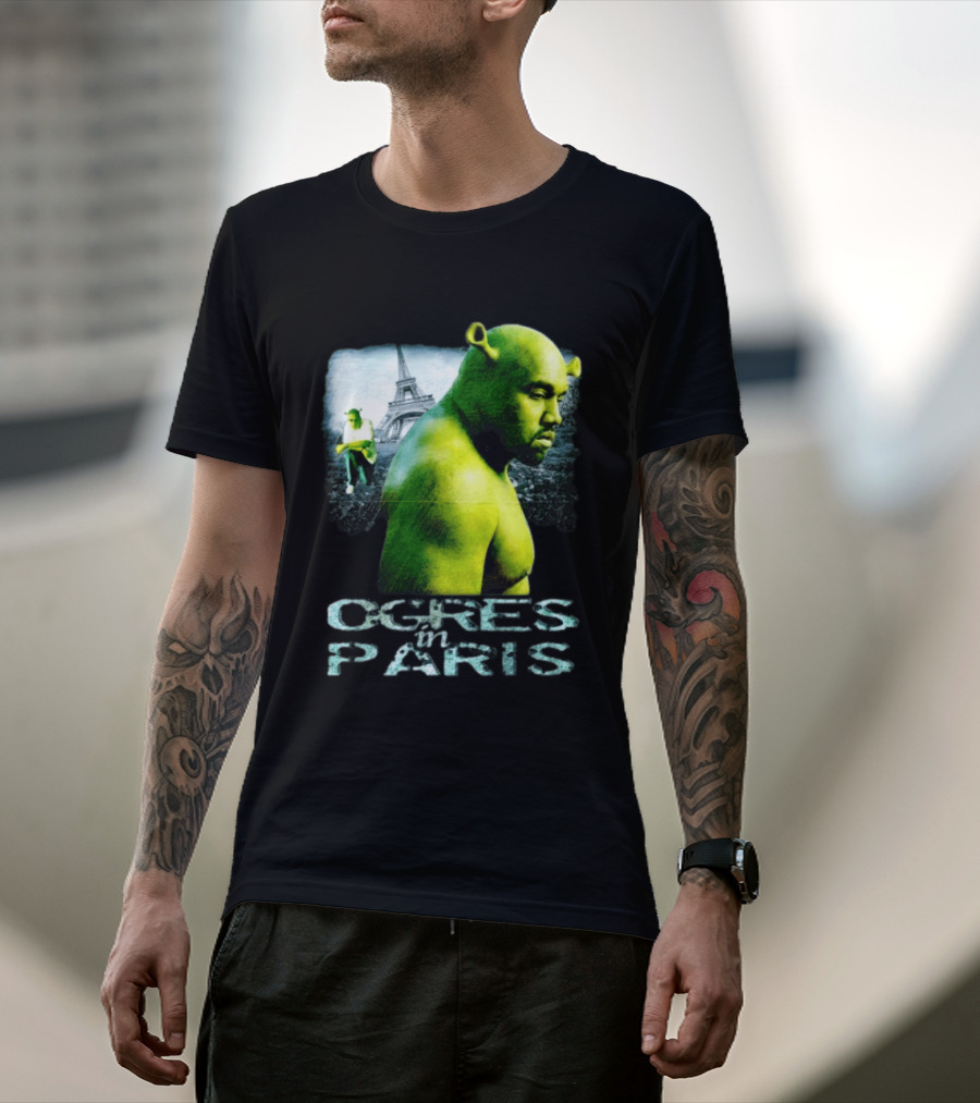 Shrek Kanye West Ogres In Paris Eiffel Tower Mashup T-Shirt