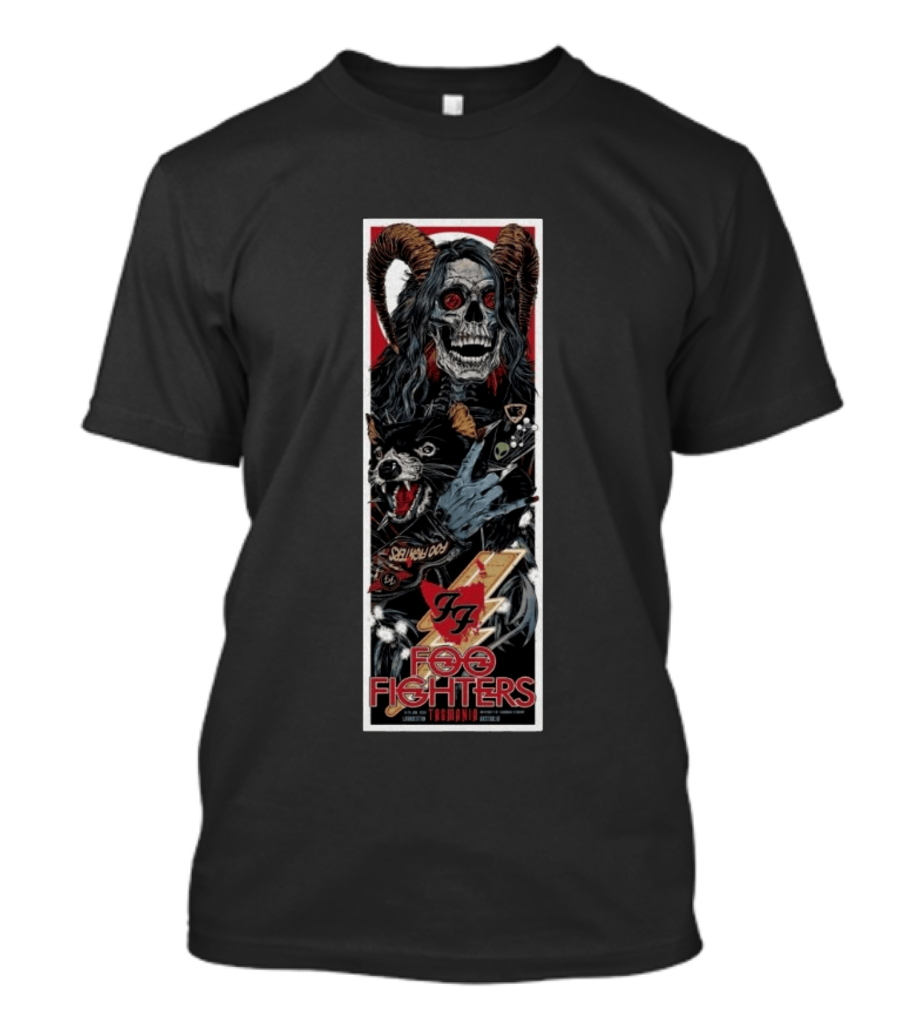 Foo Fighters Take Cover Tour 2026 Launceston Tasmania Skull Demon And Wolf T-Shirt