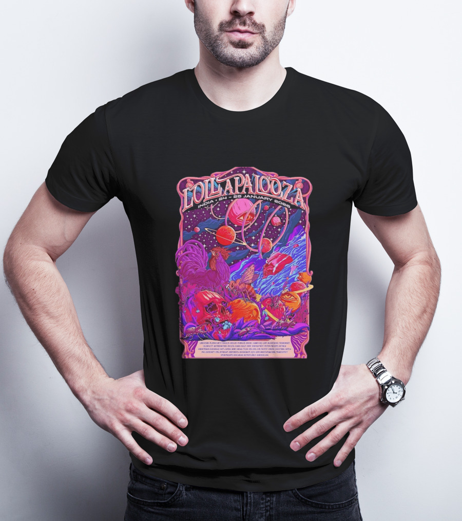 Lollapalooza India 2026 January 24 25 Planetary Cosmic Wildlife Perry Farrell X Aaquib Wani T-Shirt