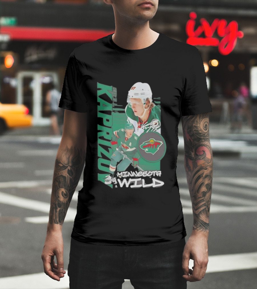 Minnesota Wild Kaprizov 97 Playmaker Hockey Star T-Shirt