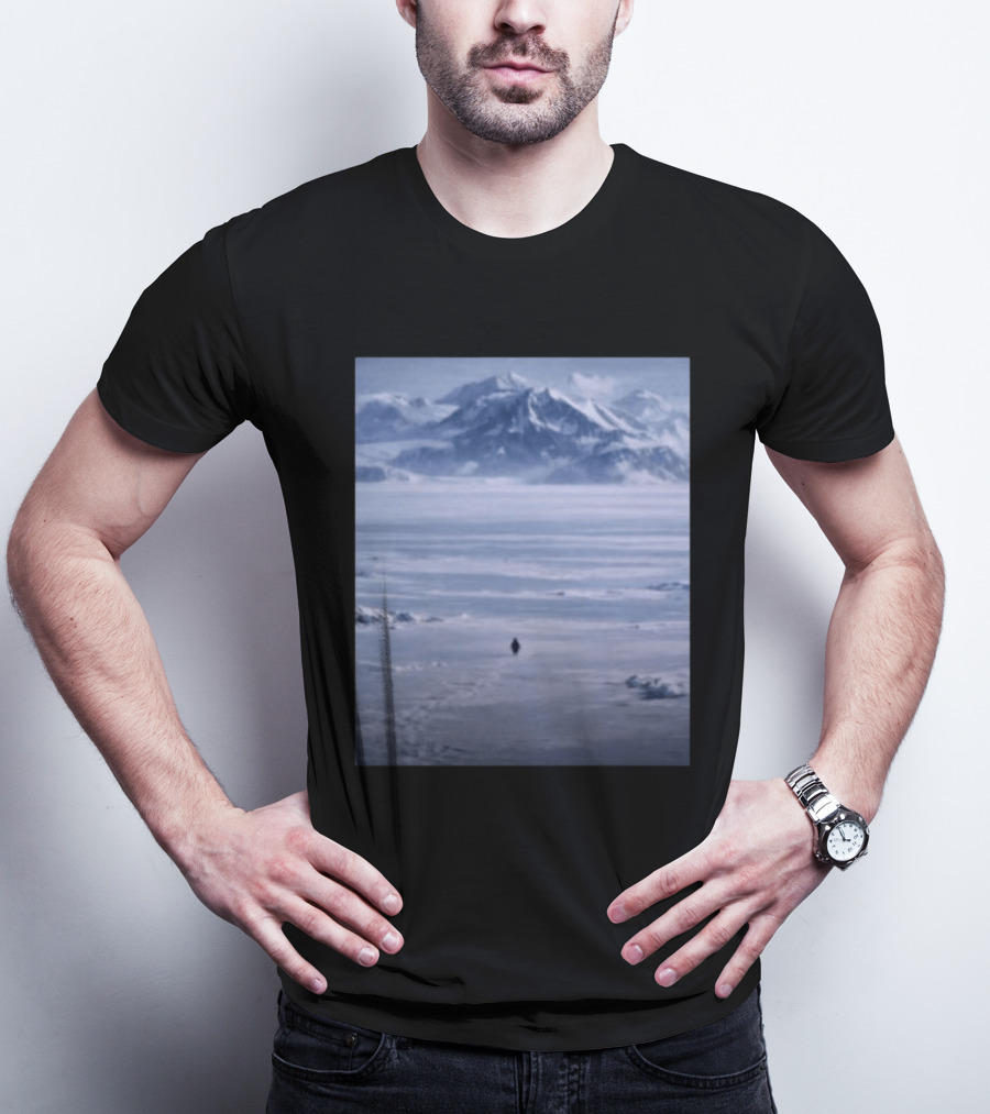The Nihilist Penguin In Snowy Mountain Landscape T-Shirt