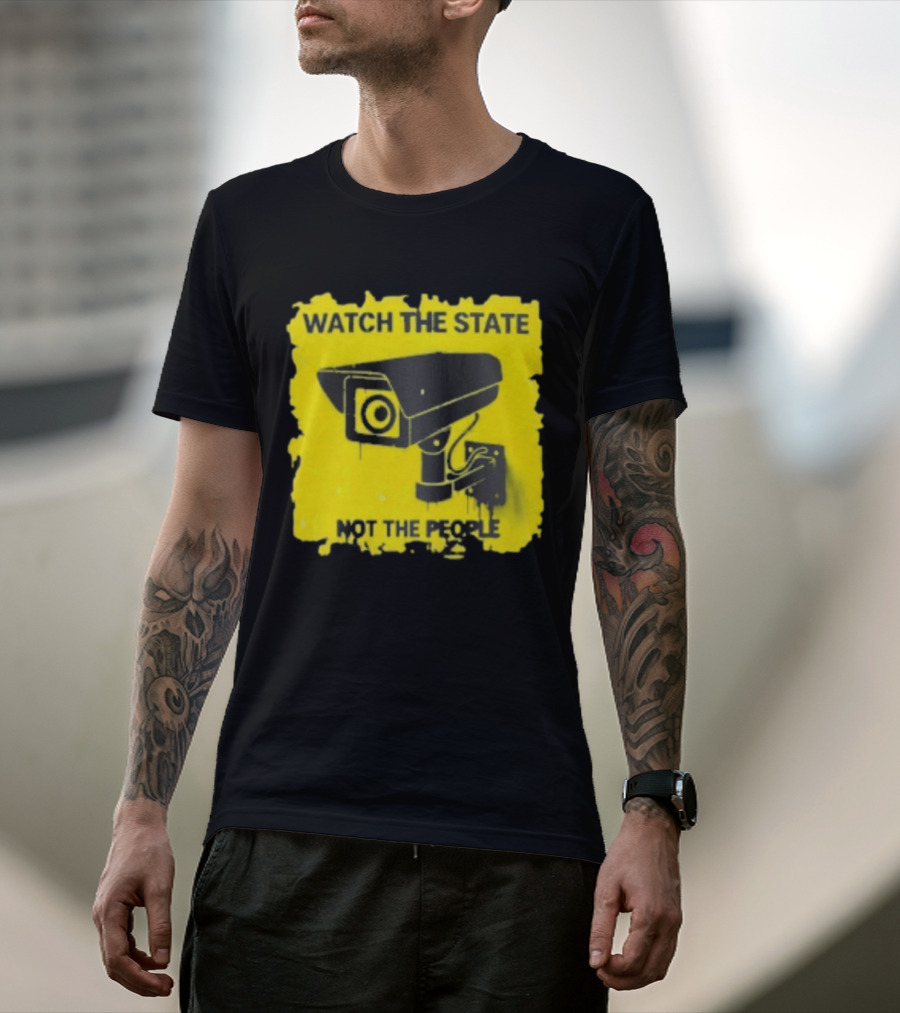THE STATE NOT THE PEOPLE Yellow Surveillance Camera T-Shirt