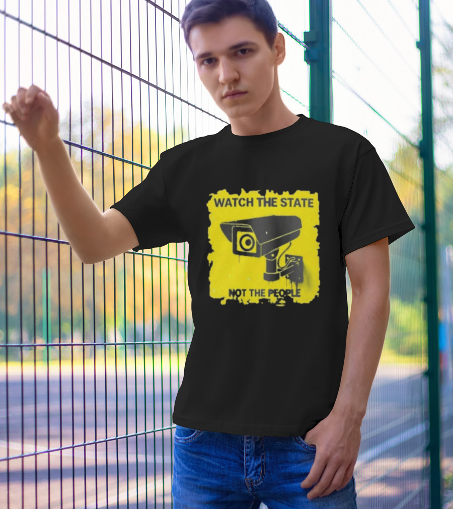 THE STATE NOT THE PEOPLE Yellow Surveillance Camera T-Shirt
