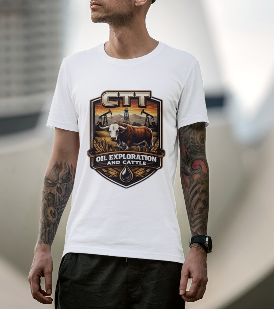 CTT Oil Exploration And Cattle Pumpjack Bull T-Shirt