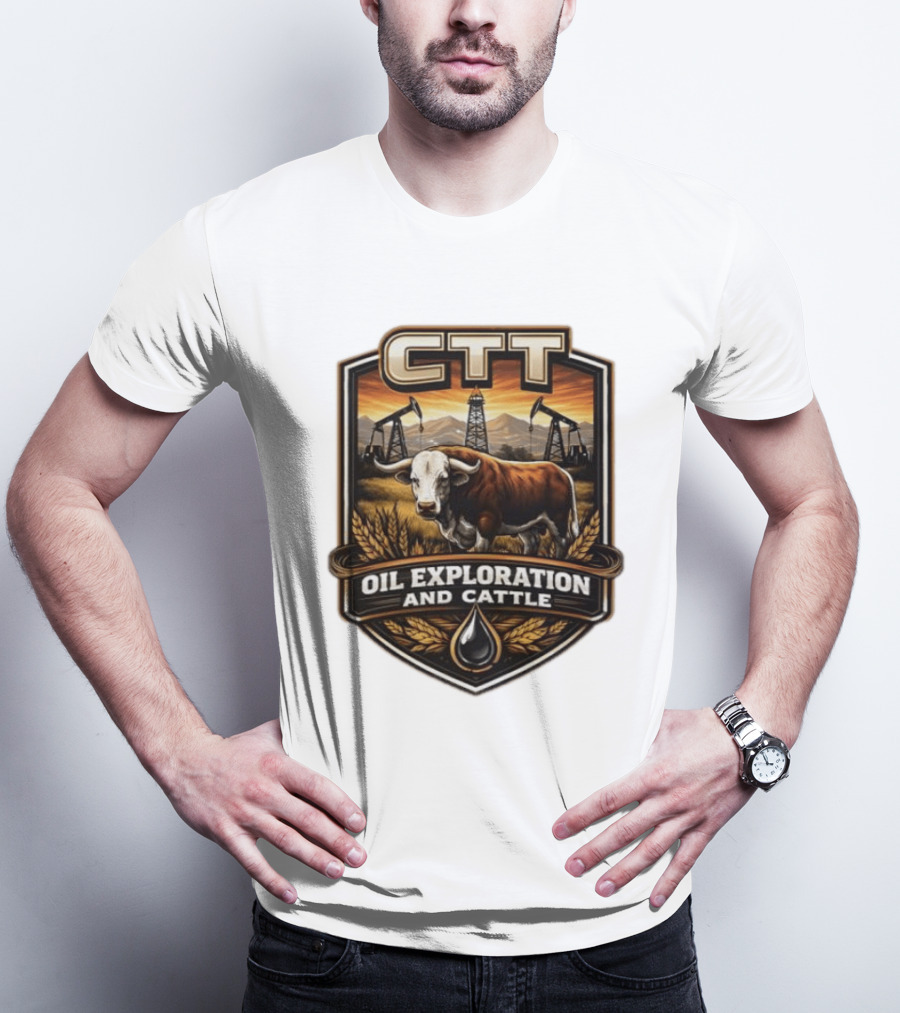 CTT Oil Exploration And Cattle Pumpjack Bull T-Shirt