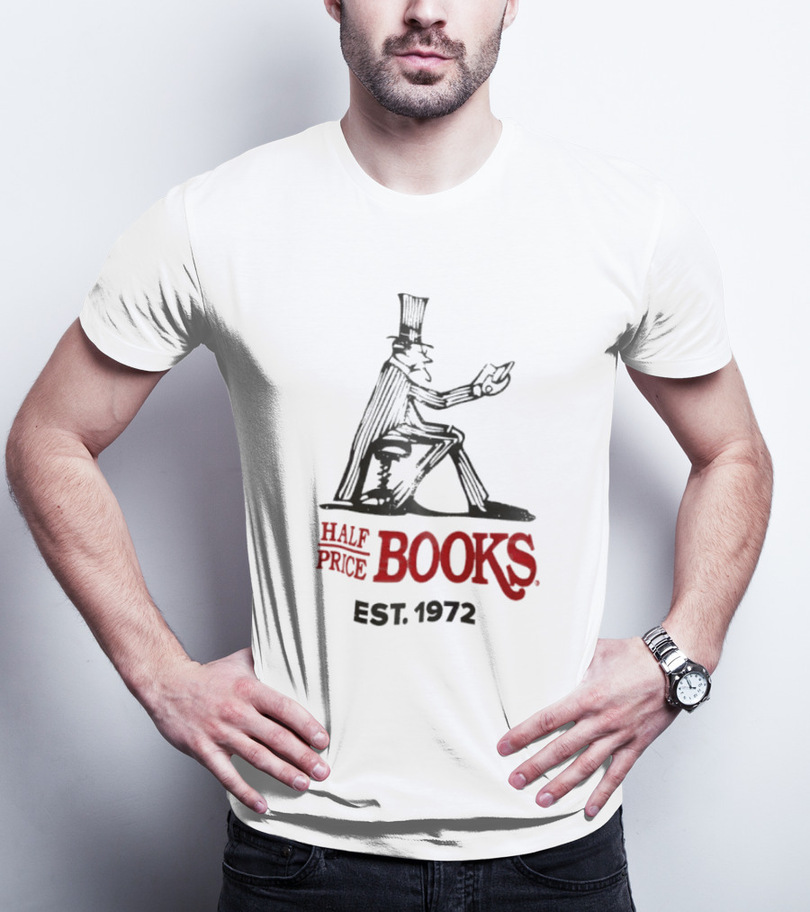 Half Price Books Est 1972 Vintage Gentleman Reading T-Shirt