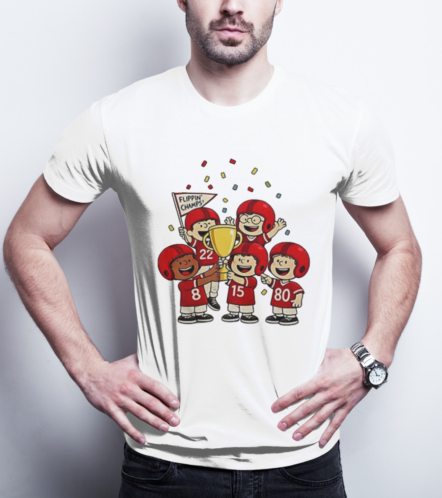 Peanuts Flippin' Champs Football Team Celebration With Trophy T-Shirt
