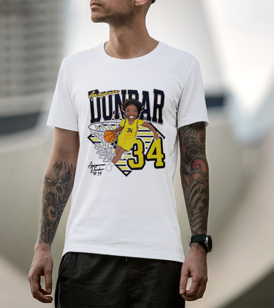 Aaiyanna Dunbar Basketball 34 Michigan Wolverines T-Shirt