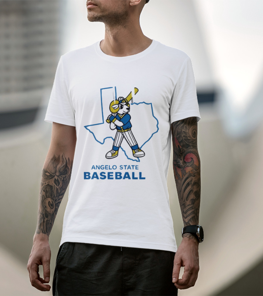 Texas Outline Angelo State Baseball Batter T-Shirt