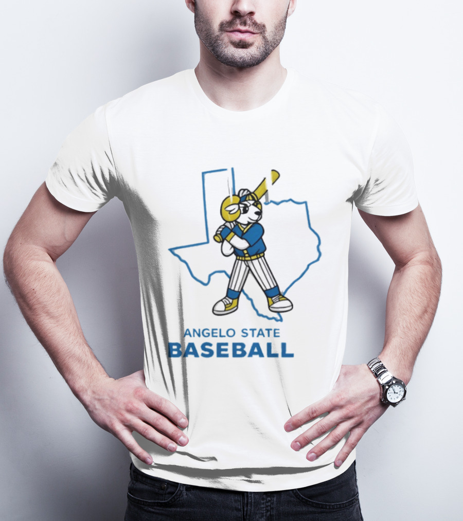 Texas Outline Angelo State Baseball Batter T-Shirt