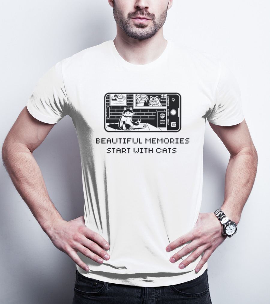Beautiful Memories Start With Cats In Camera Frame T-Shirt