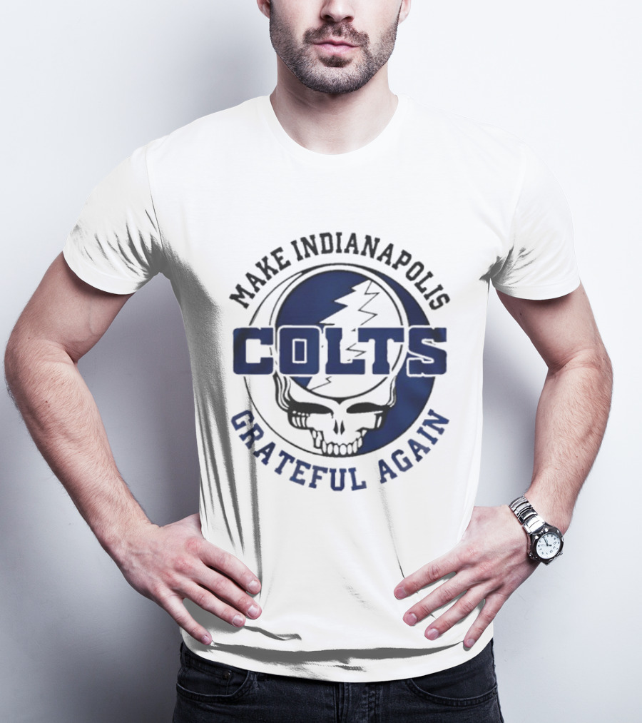 Make Indianapolis Colts Grateful Again Skull Lightning T-Shirt