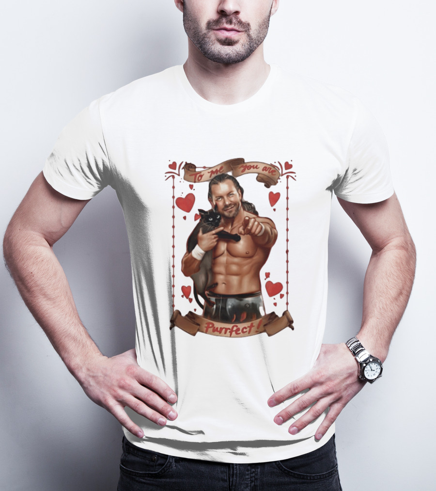 To Me You Are Purrfect Kenny Omega With Black Cat And Hearts T-Shirt