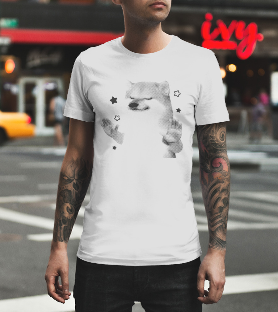 Dog Hold Up Stop Hands Funny Starry Paws T-Shirt