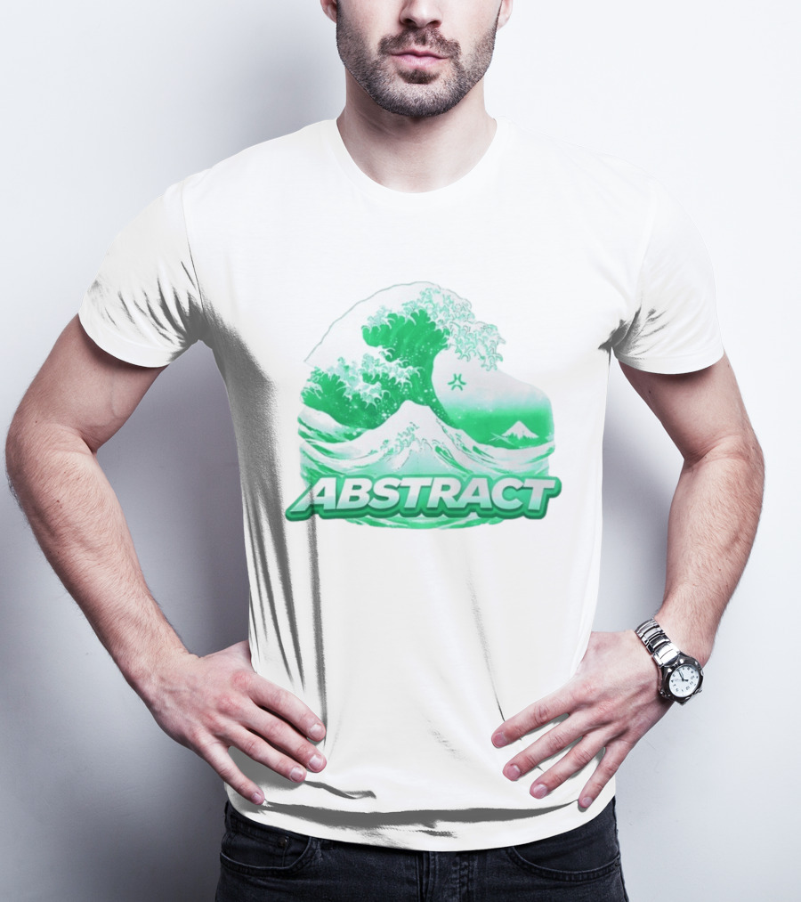 Abstract Green Wave Japanese Art Style Ocean Scene T-Shirt